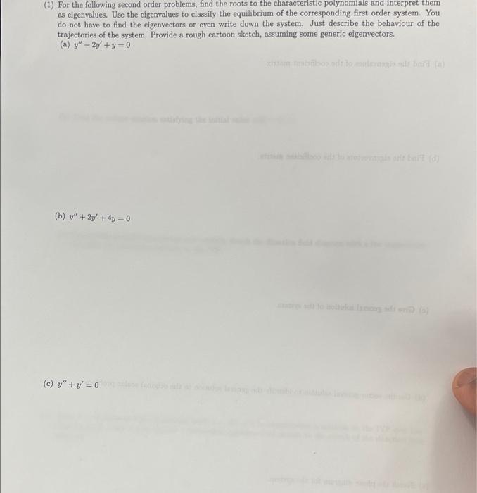 Solved (1) For the following second order problems, find the | Chegg.com