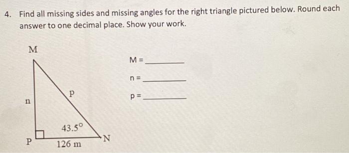 Solved 4 Find All Missing Sides And Missing Angles For The Chegg
