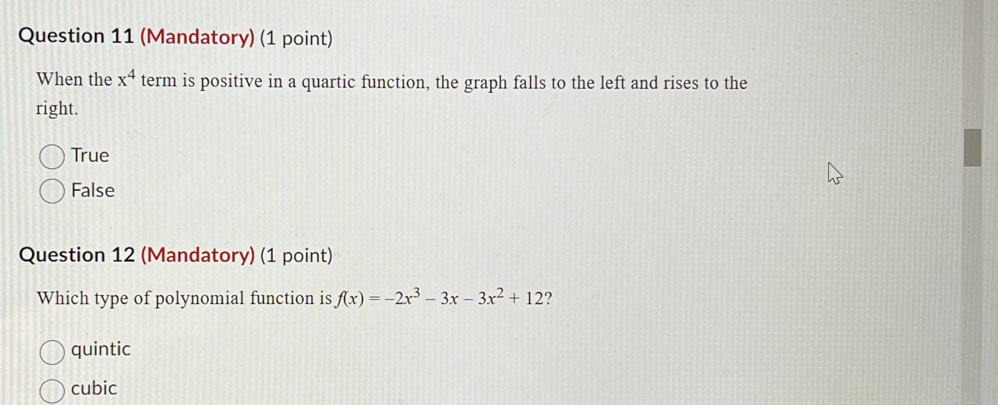Solved Question 11 (Mandatory) (1 ﻿point)When the x4 ﻿term | Chegg.com