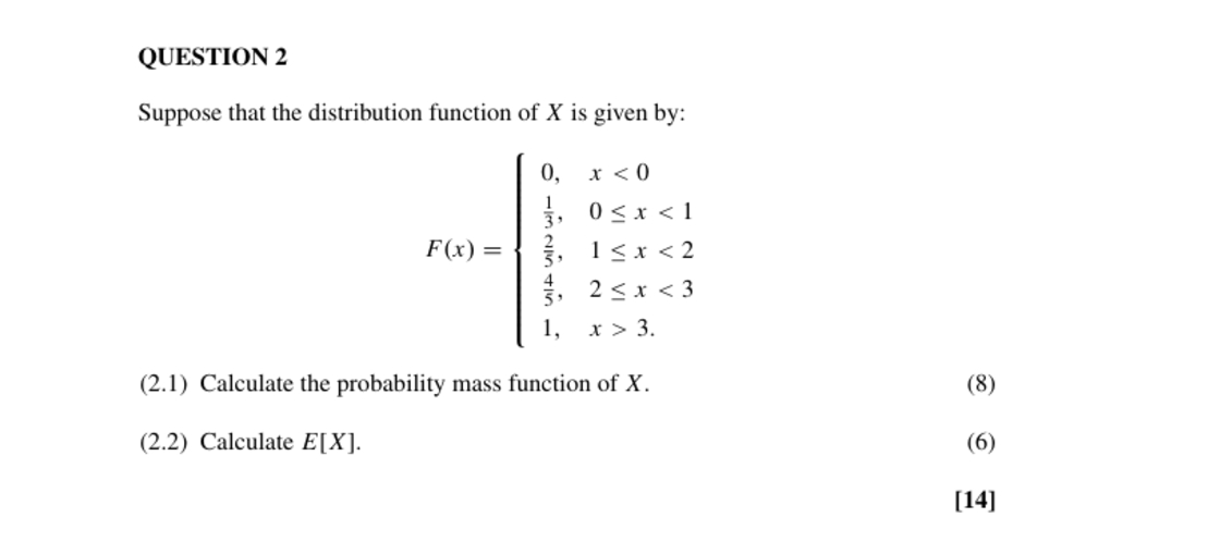 Solved QUESTION 2Suppose that the distribution function | Chegg.com
