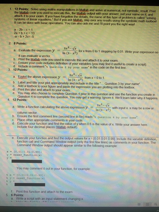 Solved 1. 12 Points: Solve using matrix manipulations in | Chegg.com