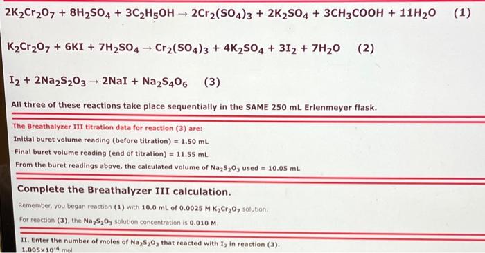 Solved 2K2Cr207 + 8H2SO4 + 3C2H5OH → 2Cr2(SO4)3 + 2K2SO4 + | Chegg.com