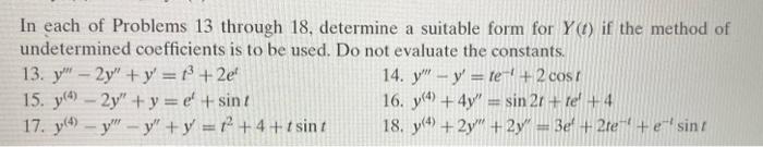 Solved In each of Problems 13 through 18, determine a | Chegg.com