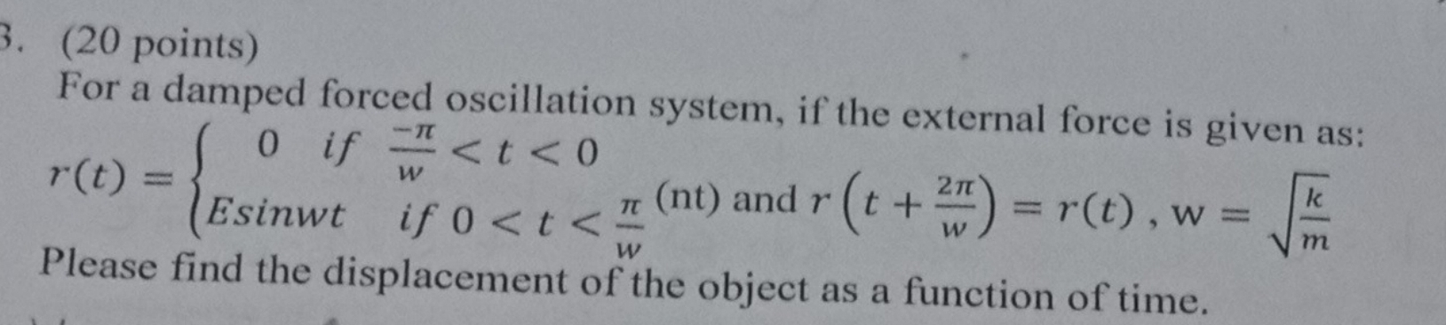 Solved (20 ﻿points)For a damped forced oscillation system, | Chegg.com