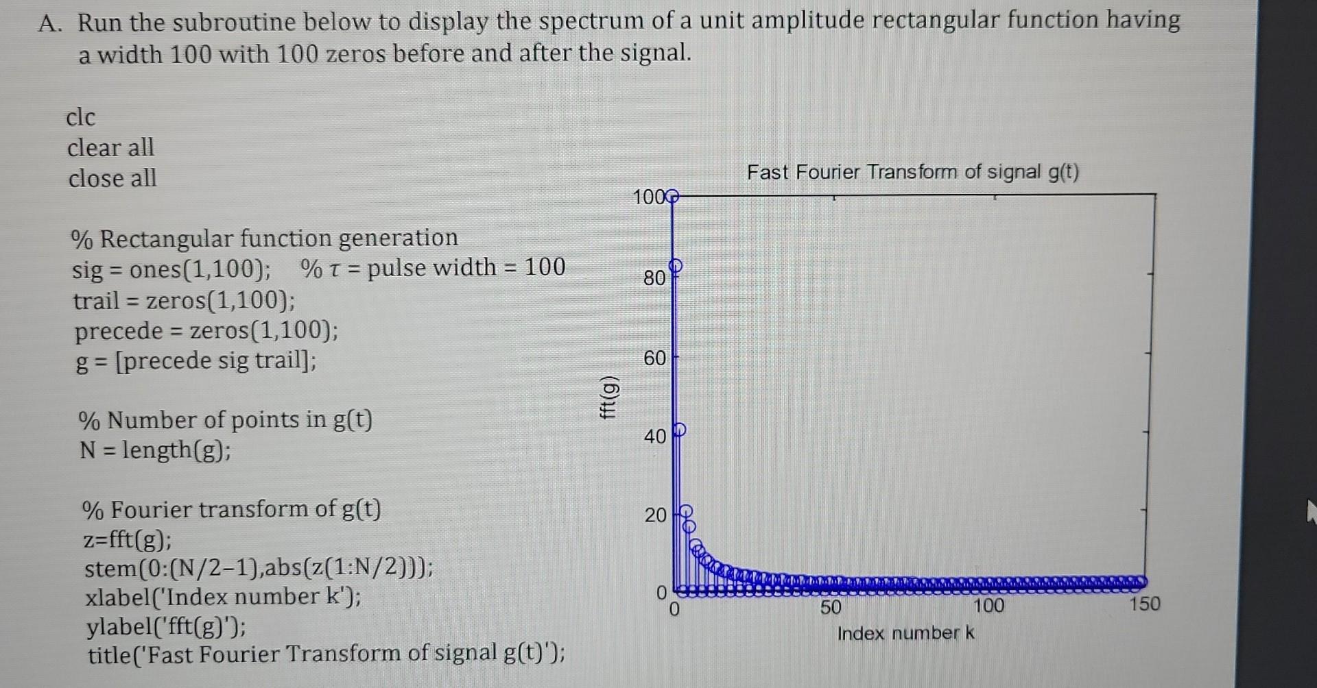 Solved Run the subroutine below to display the spectrum of a | Chegg.com
