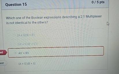 Solved Question 15Which one of the Boolean expressions | Chegg.com