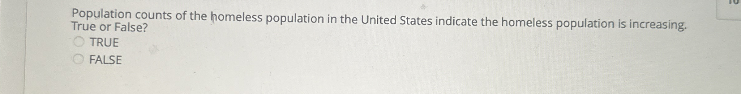 Solved Population counts of the homeless population in the | Chegg.com