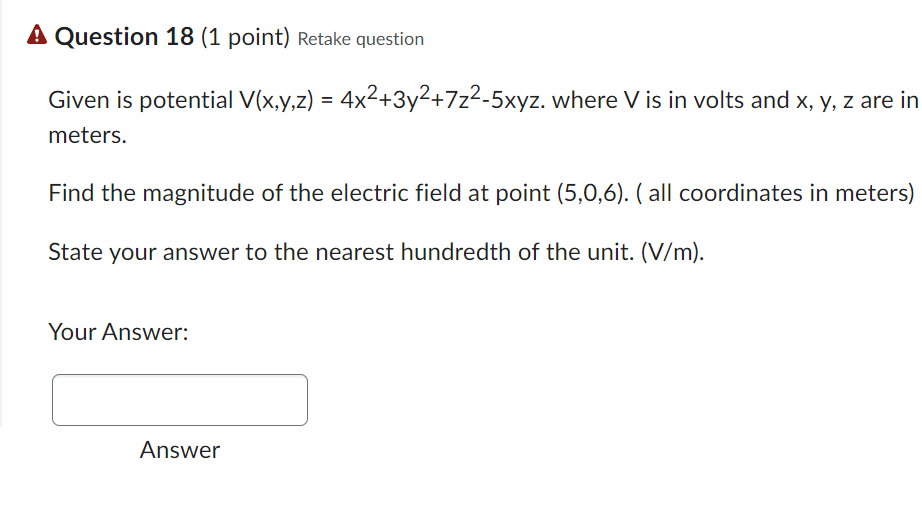 Solved A Question 18 (1 ﻿point) ﻿Retake questionGiven is | Chegg.com