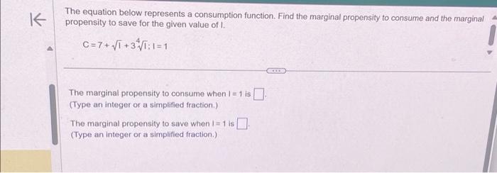 Solved The equation below represents a consumption function. | Chegg.com