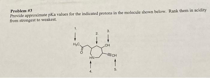 Solved Problem #3 Provide approximate pKa values for the | Chegg.com