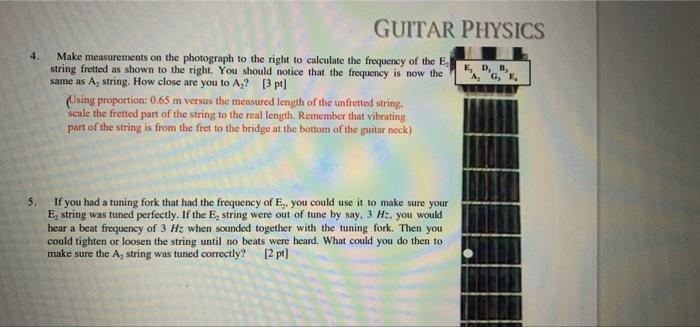 GUITAR PHYSICS 4. D), 'G, Make measurements on the | Chegg.com