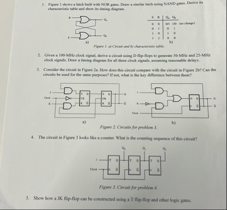 Figure I shows a latch built with NOR gates. Draw a | Chegg.com