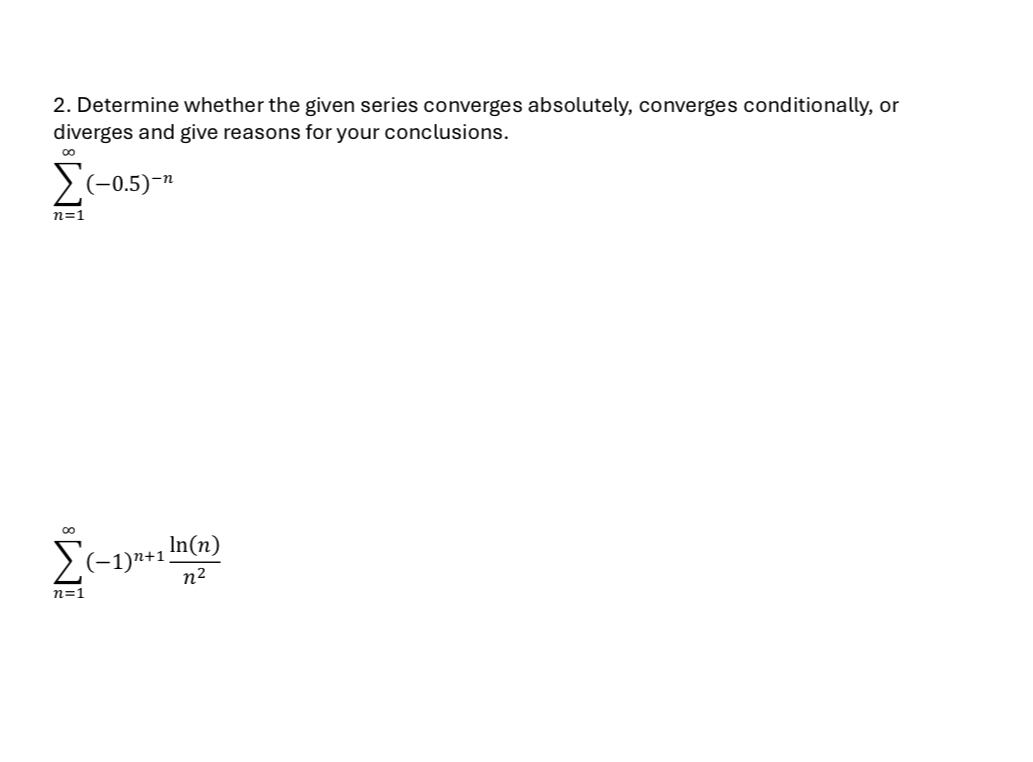 Solved Determine whether the given series converges | Chegg.com
