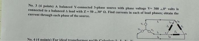 No. 3 (4 points) A balanced Y-connected 3-phase | Chegg.com