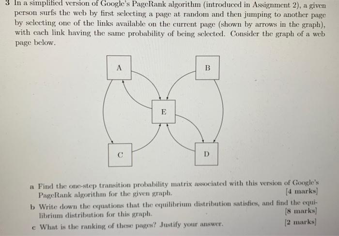 3 In a simplified version of Google's PageRank | Chegg.com