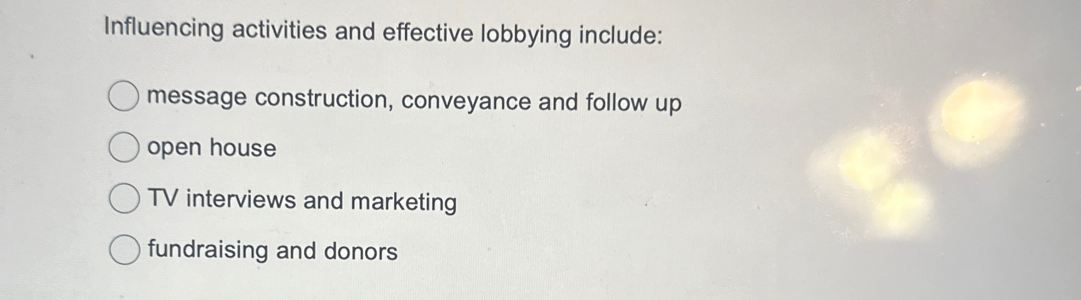 Solved Influencing activities and effective lobbying | Chegg.com