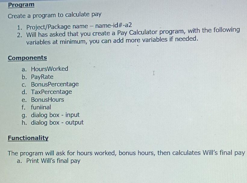 Solved I 1. Create a program with the following below. 2. | Chegg.com