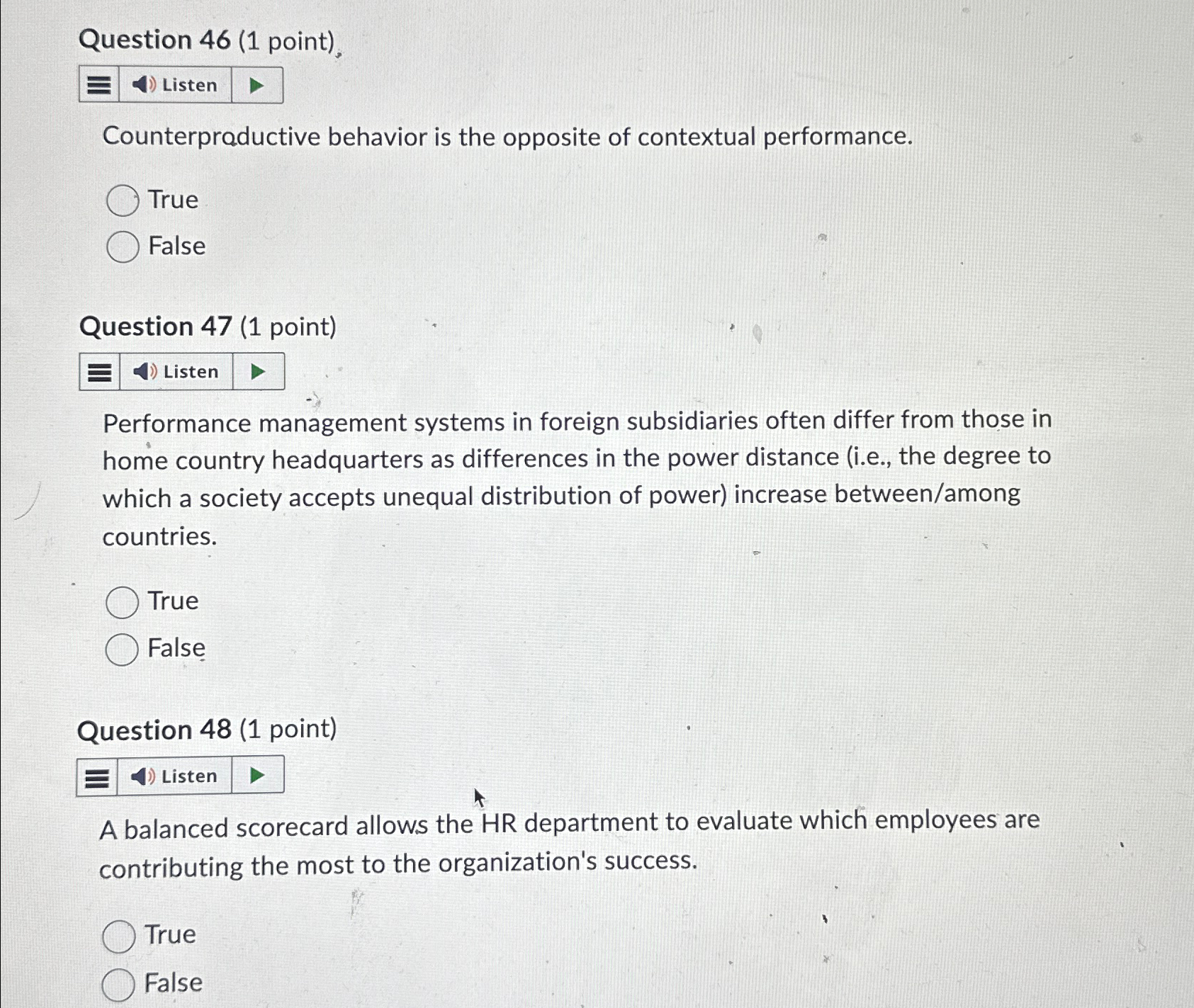 Solved Question 46 (1 ﻿point),ListenCounterpraductive | Chegg.com