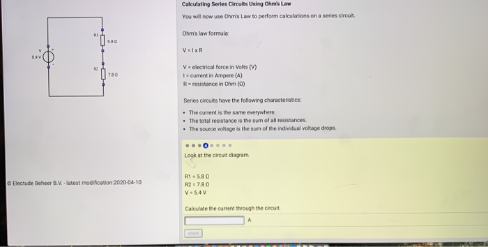 Solved Calculating Series Circuits Using Ohms Law You will | Chegg.com