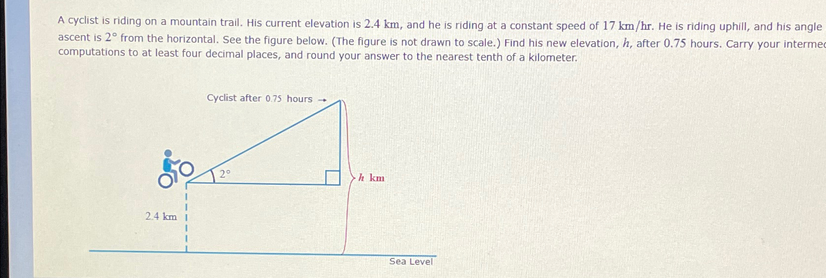 Solved A cyclist is riding on a mountain trail. His current | Chegg.com