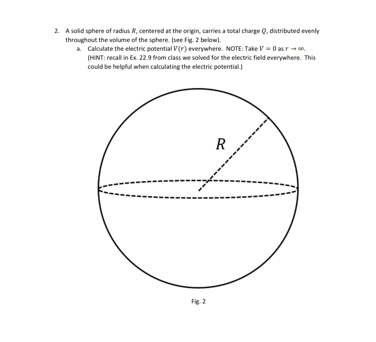 Solved A solid sphere of radius R, ﻿centered at the origin, | Chegg.com