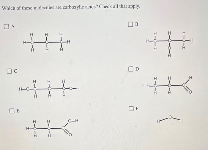 Solved Which of these molecules are carboxylic acids? Check | Chegg.com