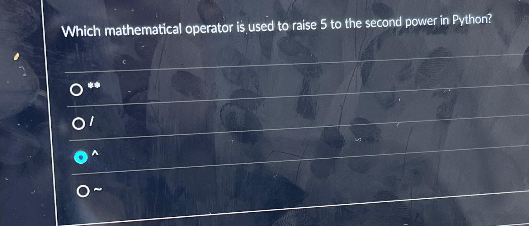 Solved Which mathematical operator is used to raise 5 ﻿to | Chegg.com