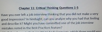Solved Chapter 11: Critical Thinking Questions 1-5Have you | Chegg.com
