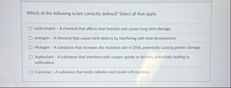 Solved Which of the following is/are correctly defined? | Chegg.com