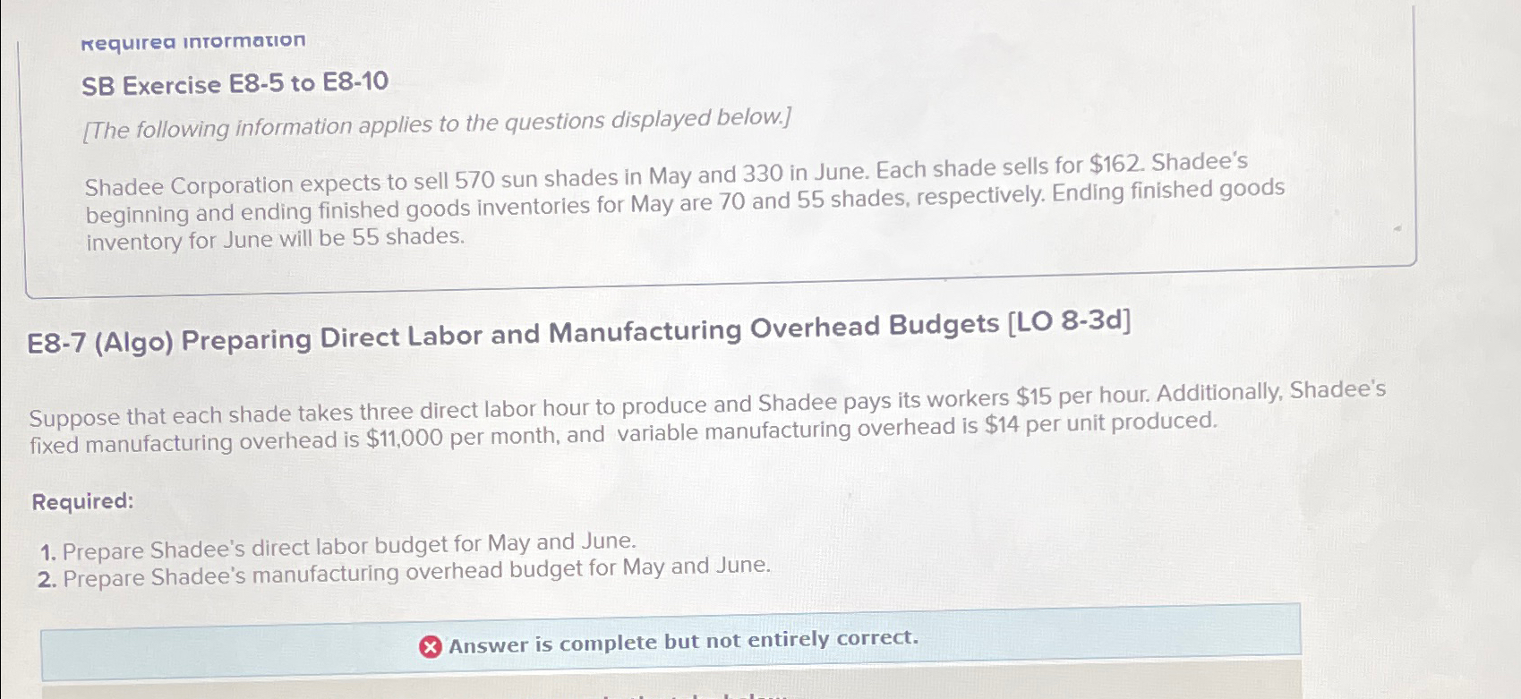Solved requirea intormationSB Exercise E8-5 ﻿to E8-10[The | Chegg.com