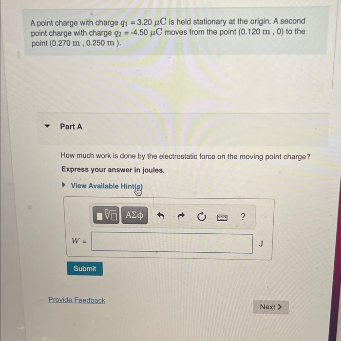 Solved A point charge with charge q1=3.20μC is held | Chegg.com