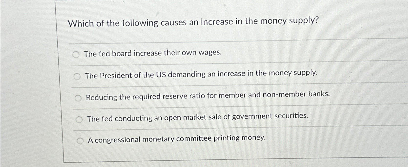 Solved Which of the following causes an increase in the | Chegg.com