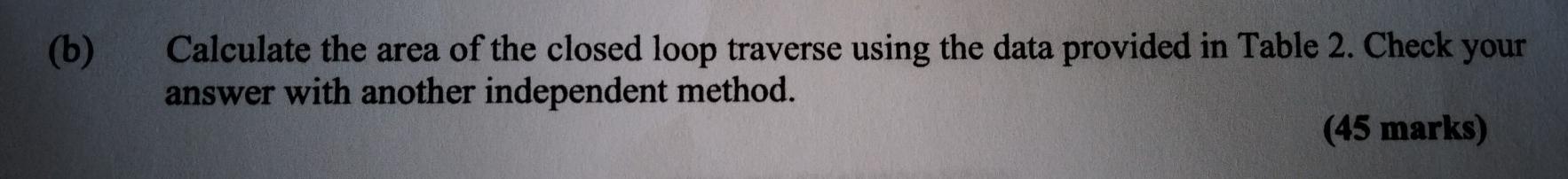Solved b (b) Calculate the area of the closed loop traverse | Chegg.com