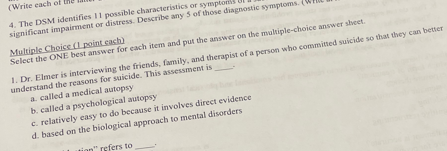 Solved The DSM identifies 11 ﻿possible characteristics or | Chegg.com