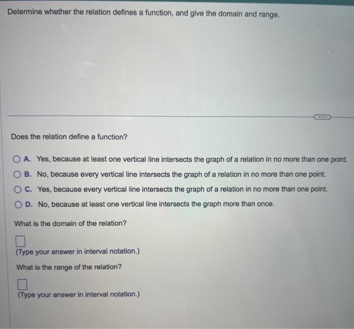 Solved OK Determine whether the relation defines a | Chegg.com