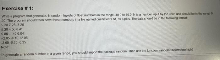 Solved Exercise # 2: 1 Assume the numbers saved in the file | Chegg.com