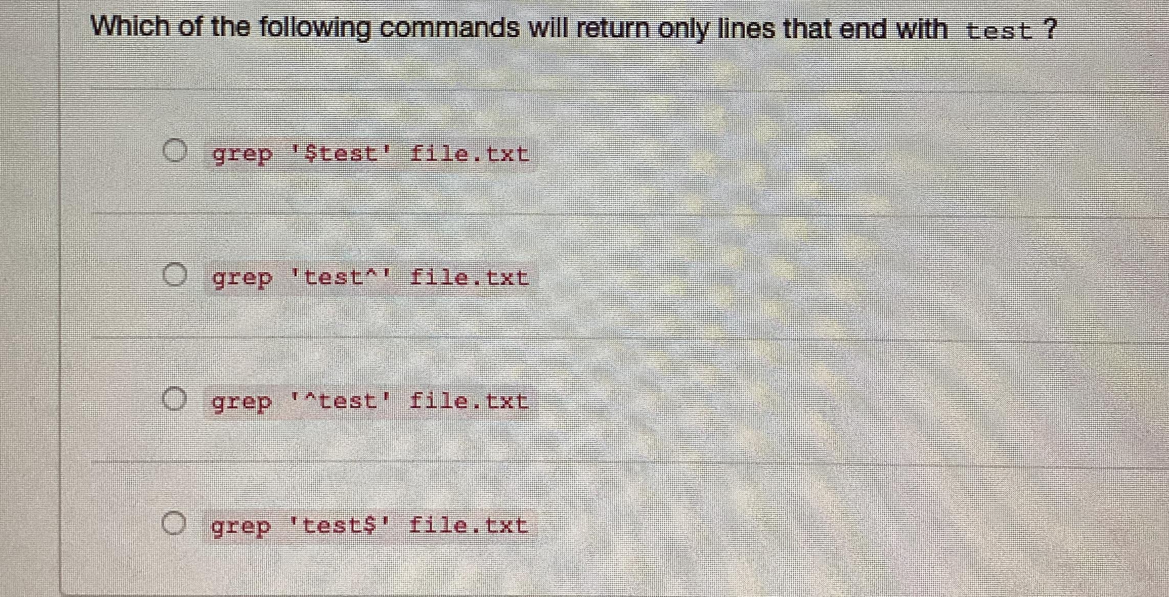 Solved Which Of The Following Commands Will Return Only 1348