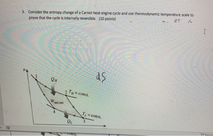 Solved 3. Consider the entropy change of a Carnot heat | Chegg.com