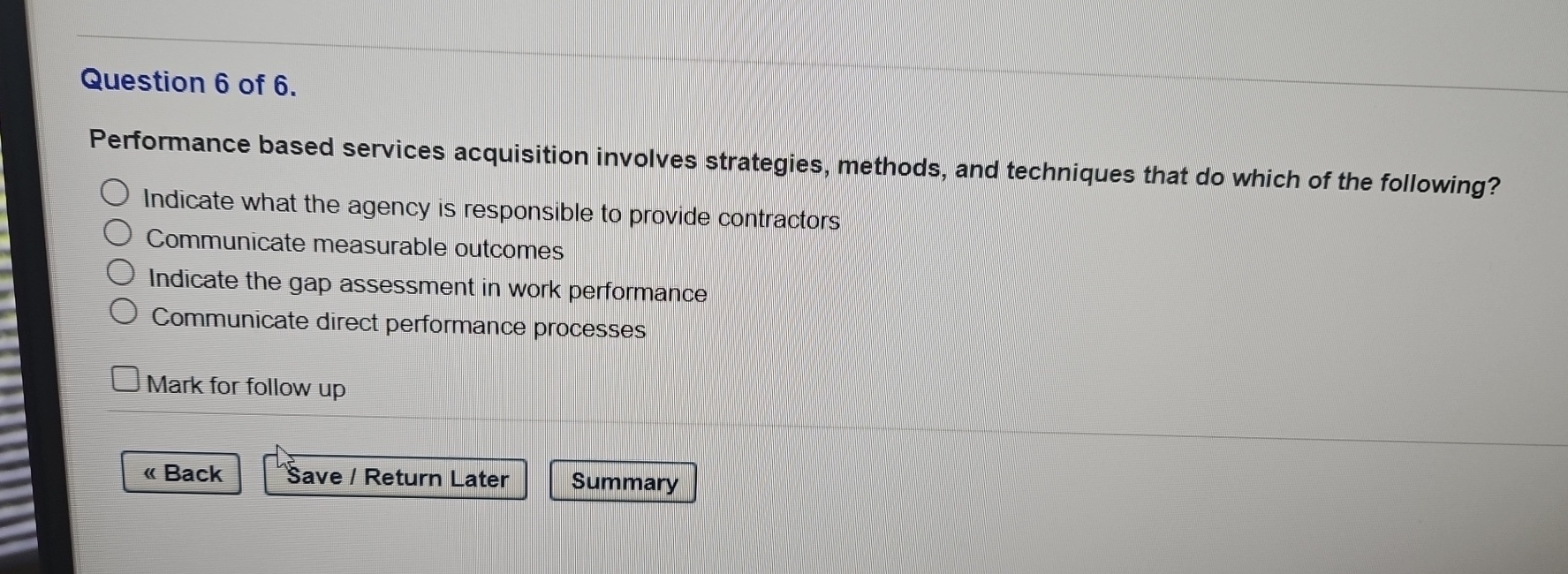 Solved Question 6 ﻿of 6 .Performance based services | Chegg.com
