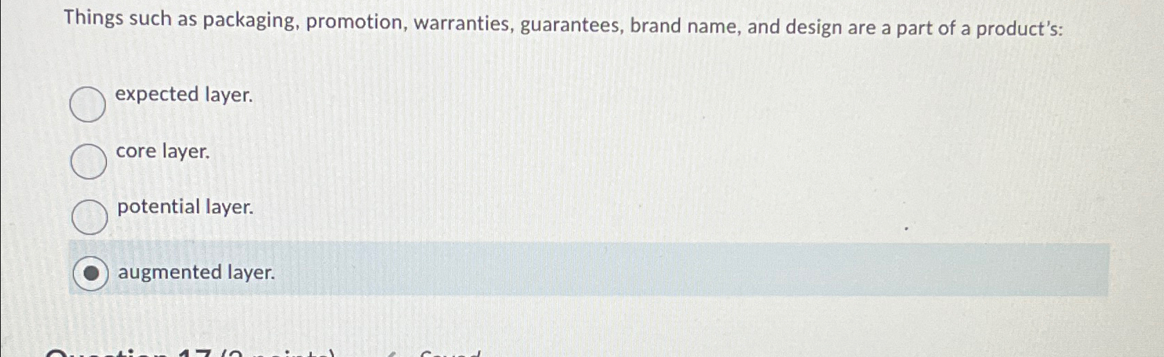 Solved Things such as packaging, promotion, warranties, | Chegg.com