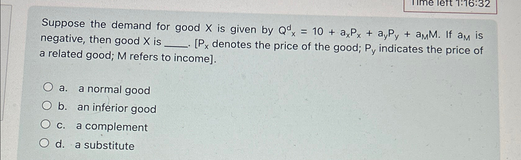 Solved Suppose the demand for good x ﻿is given by | Chegg.com