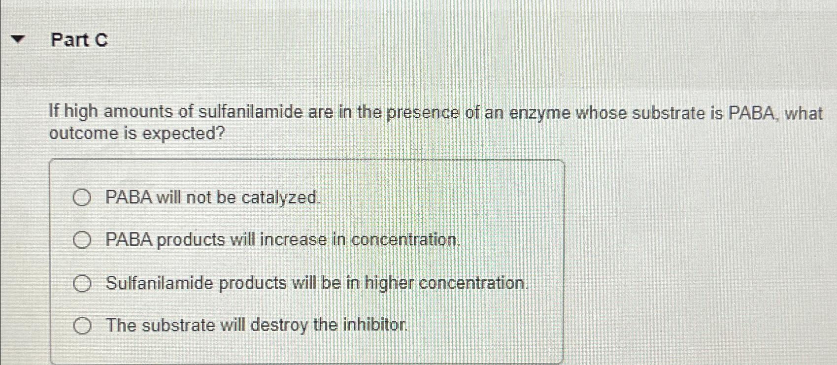 Solved Part CIf high amounts of sulfanilamide are in the | Chegg.com