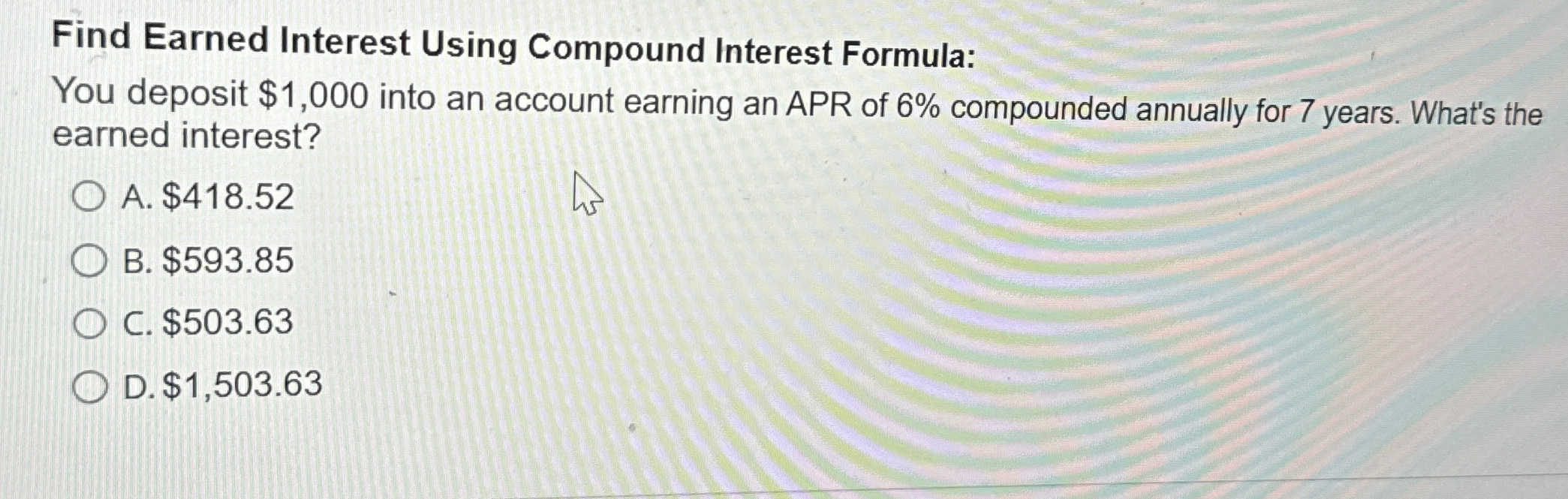 Solved Find Earned Interest Using Compound Interest | Chegg.com