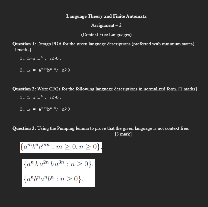 Solved Language Theory and Finite AutomataAssignment | Chegg.com