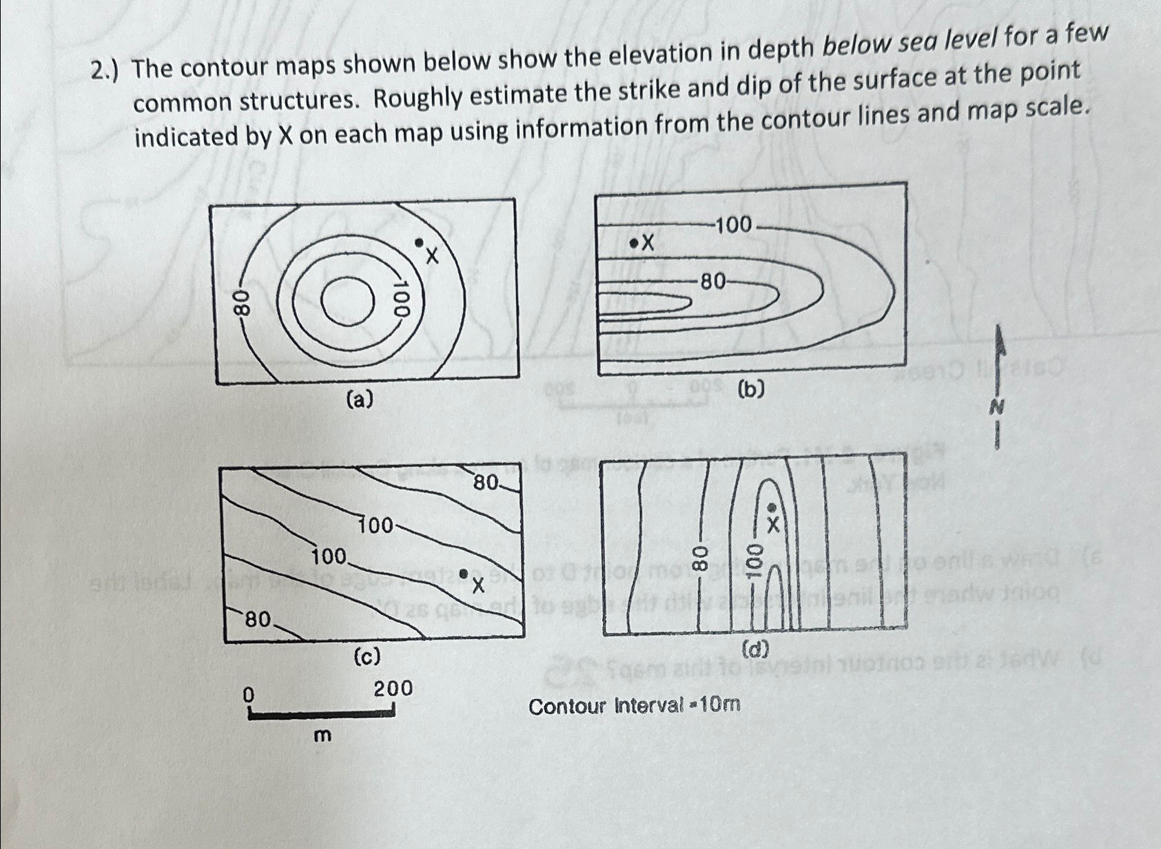 2.) ﻿The contour maps shown below show the elevation | Chegg.com