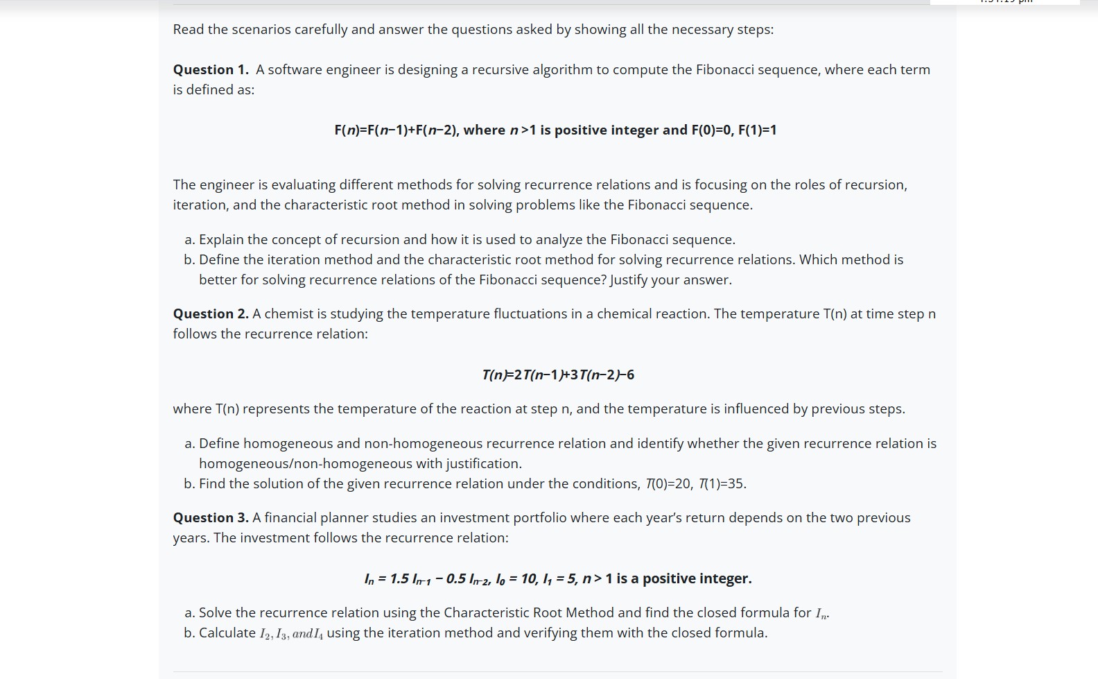 Solved Discrete Mathematics: Read the scenarios carefully | Chegg.com