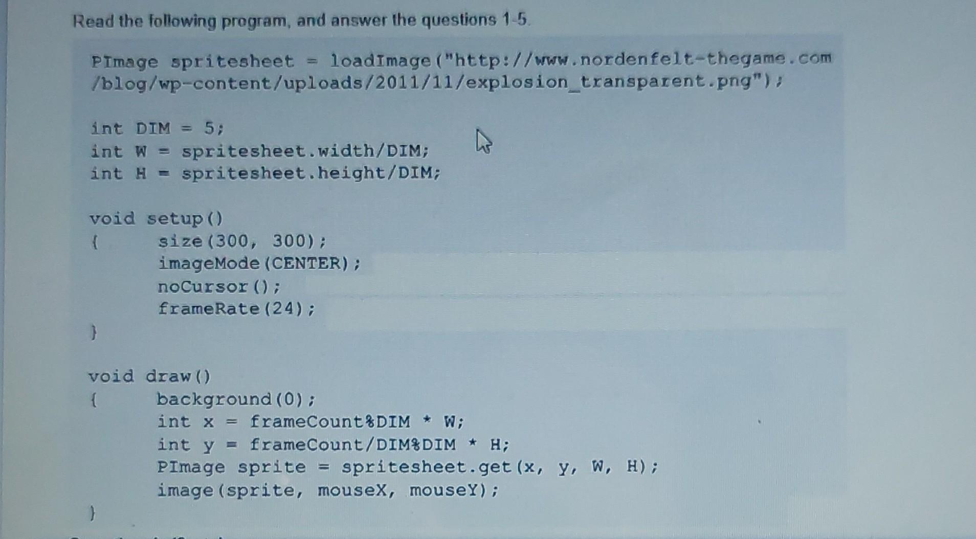 Solved Read the following program, and answer the questions | Chegg.com
