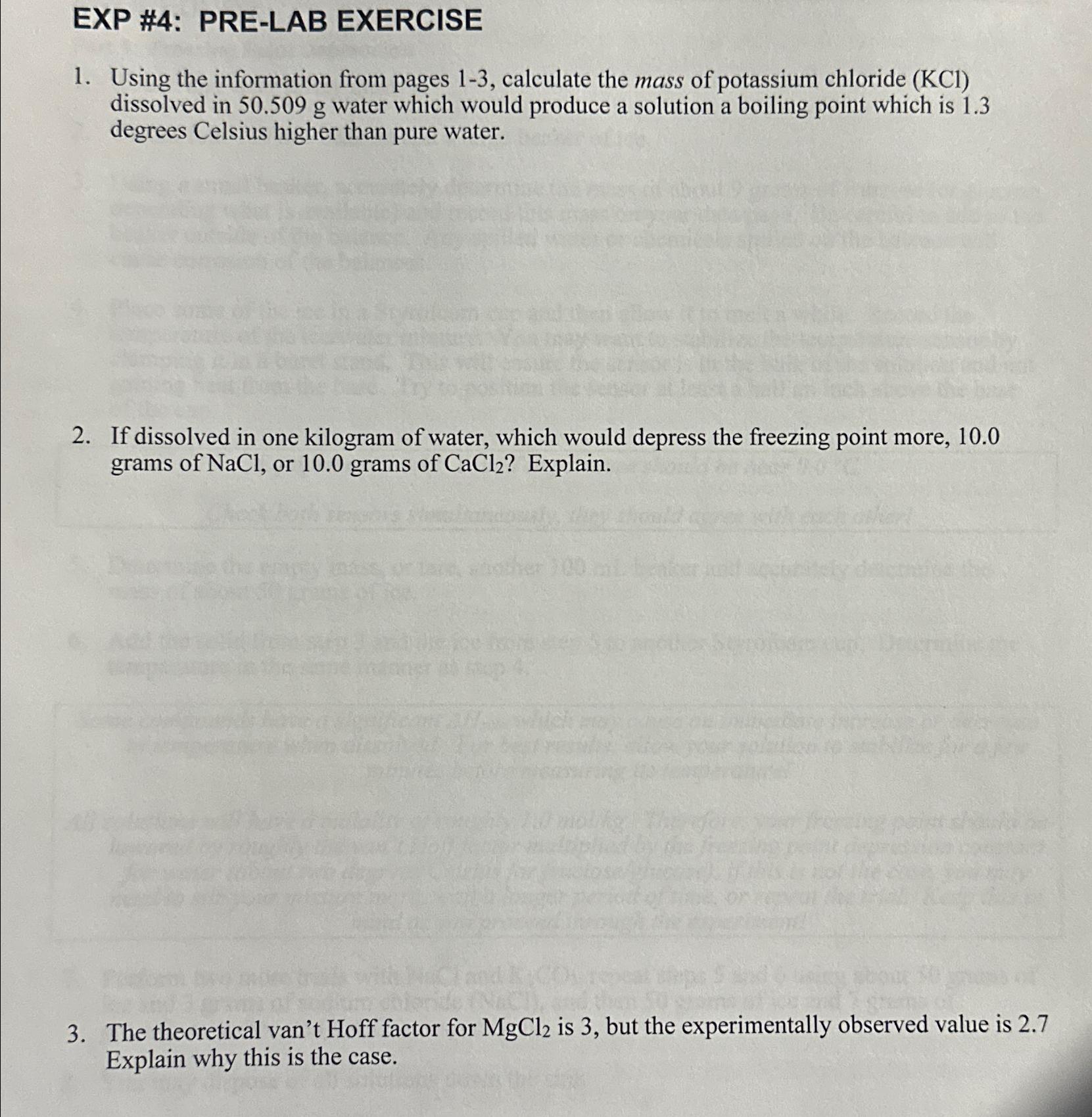 Solved EXP #4: PRE-LAB EXERCISEUsing the information from | Chegg.com