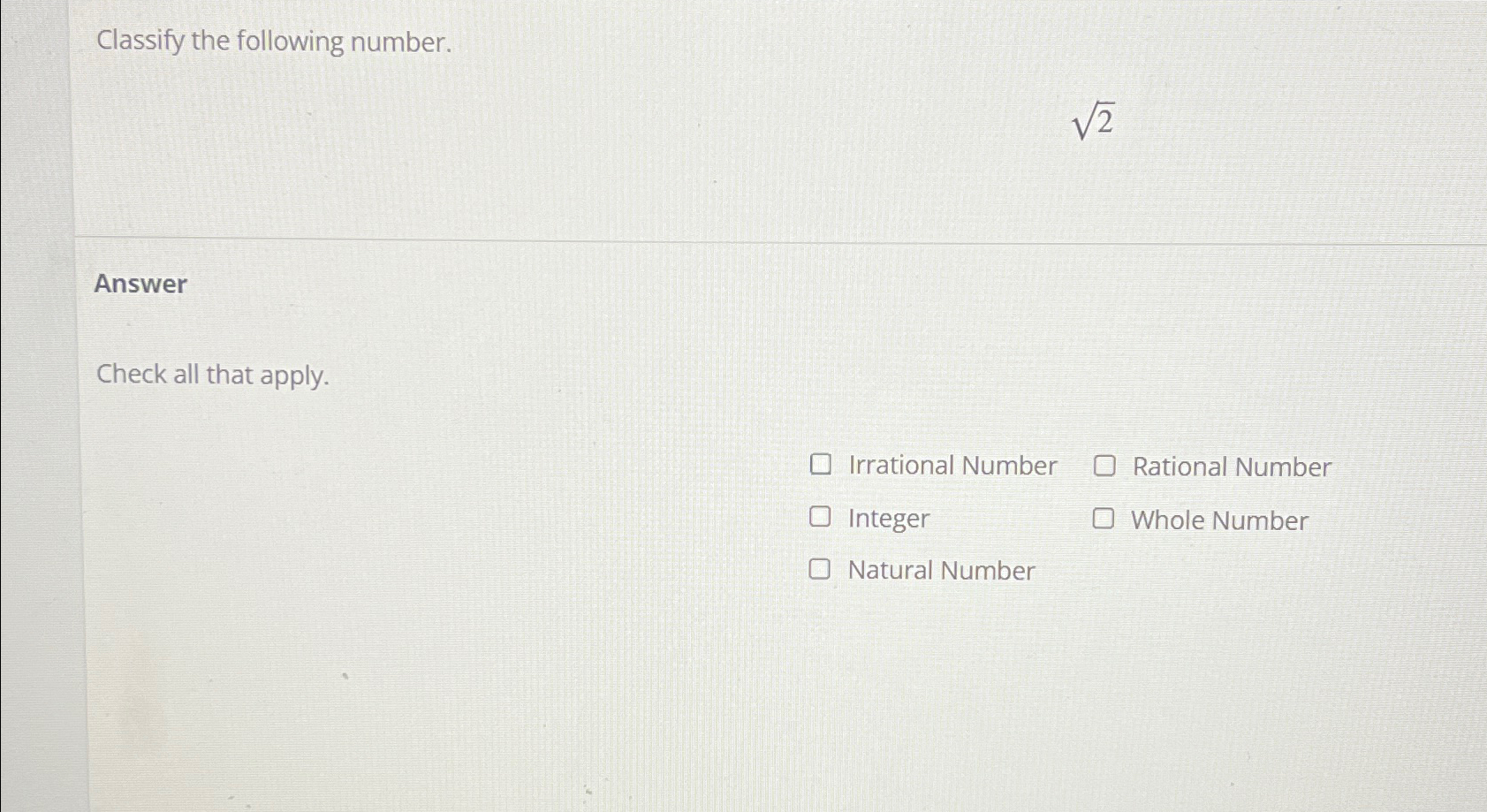 Solved Classify the following number.22AnswerCheck all that | Chegg.com