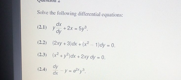 Solved Solve the following differential | Chegg.com